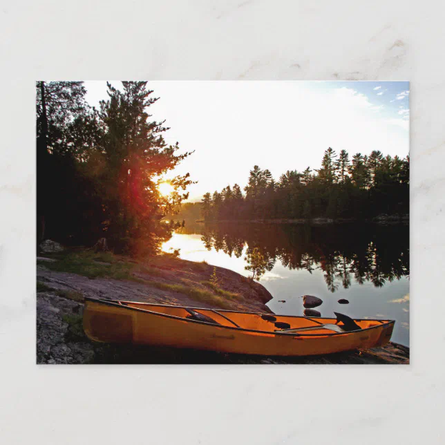 Canoe At Sunset Postcard | Zazzle