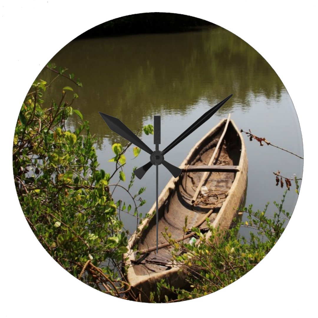 canoe clock on the lake | Zazzle