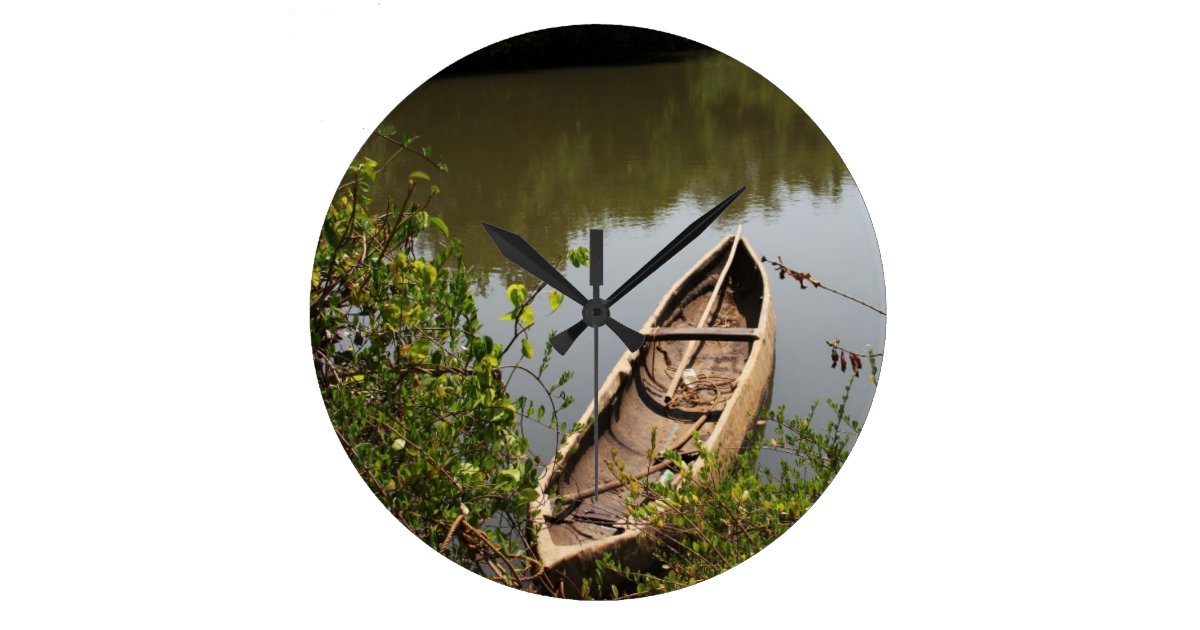 canoe clock on the lake | Zazzle