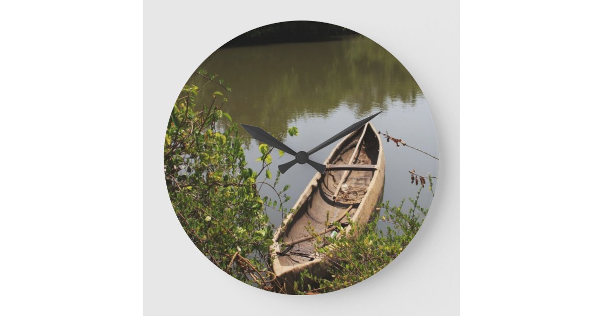 canoe clock on the lake | Zazzle