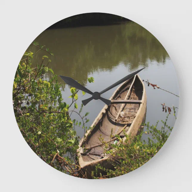 canoe clock on the lake | Zazzle