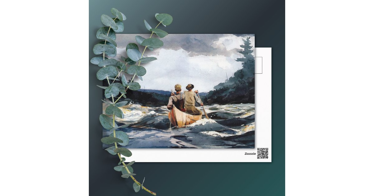 Canoe in Rapids Winslow Homer Postcard | Zazzle
