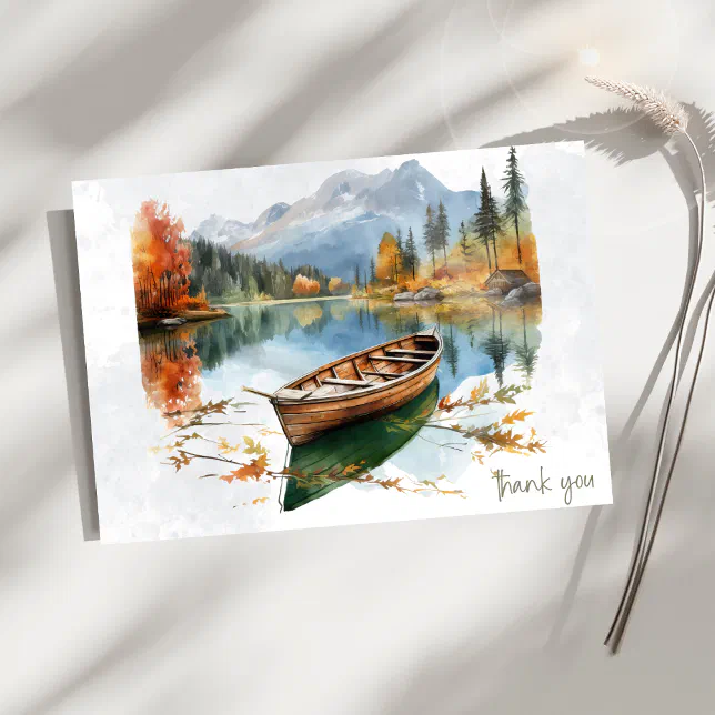 Canoe Mountain Lake Sympathy Thank You Note Card | Zazzle
