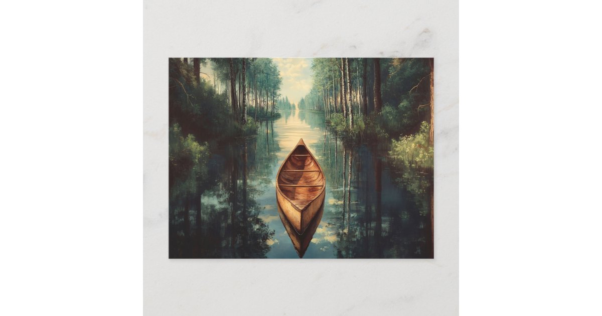 Canoe on a River Scenic Postcard | Zazzle