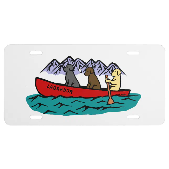 Canoeing Labrador Retrievers in the Mountain License Plate | Zazzle