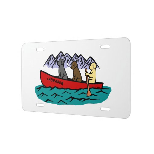 Canoeing Labrador Retrievers in the Mountain License Plate | Zazzle
