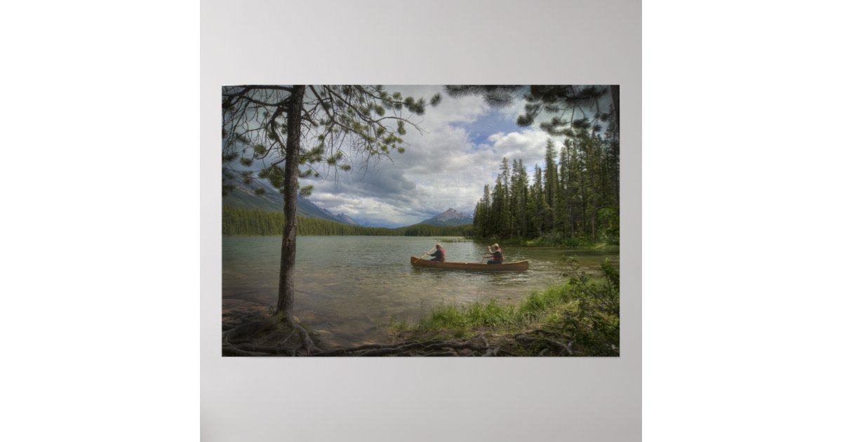 Canoeing on the lake poster | Zazzle