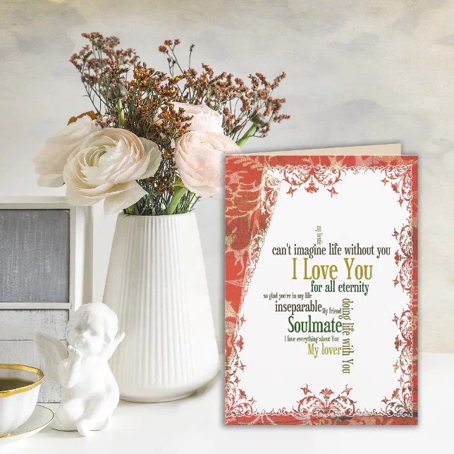 Can't Imagine Life Without You Words of Love Card | Zazzle