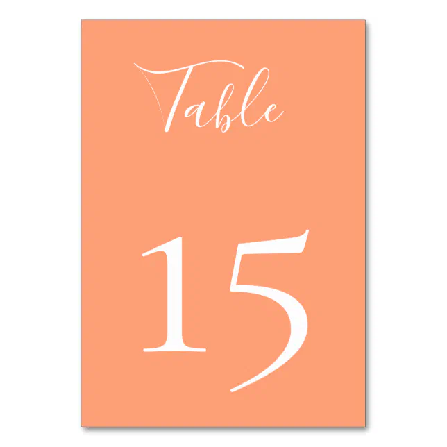 Cantaloupe Peach Color Table Number Card | Zazzle