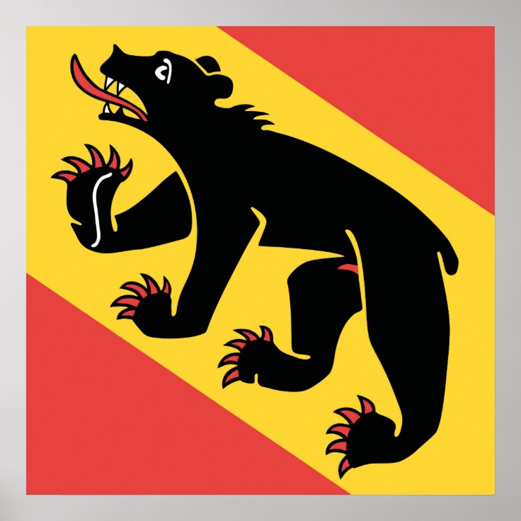 Canton of Bern flag Switzerland symbol Poster | Zazzle