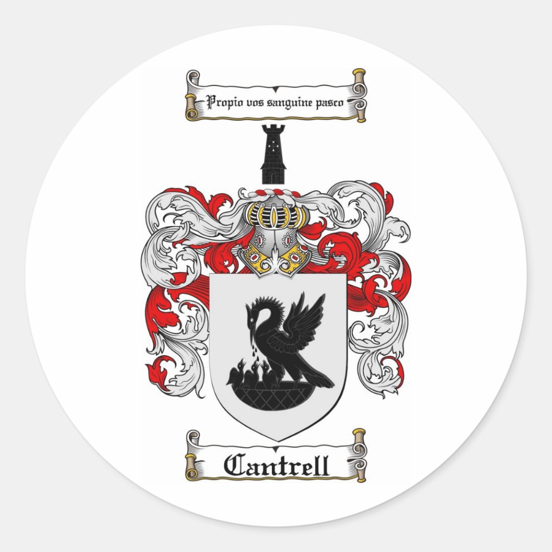 CANTRELL FAMILY CREST - CANTRELL COAT OF ARMS CLASSIC ROUND STICKER ...