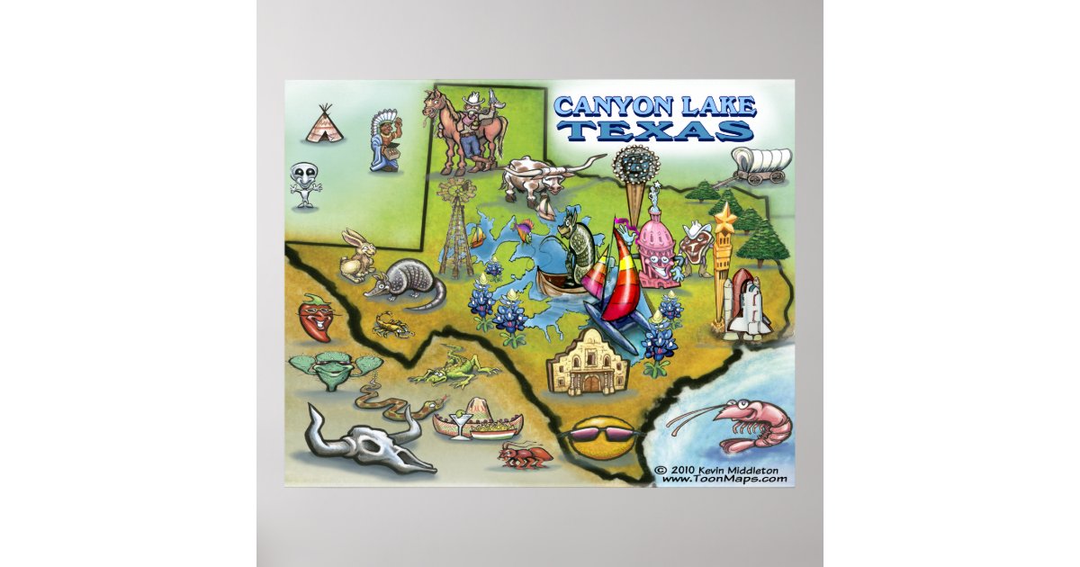 Canyon Lake TEXAS Map Poster | Zazzle
