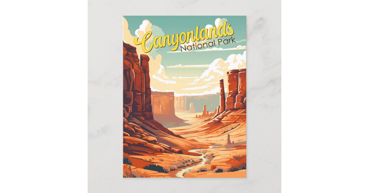 Canyonlands National Park Illustration Retro Postcard | Zazzle