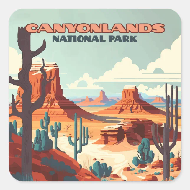 Canyonlands National Park Utah Desert Mountains Square Sticker | Zazzle