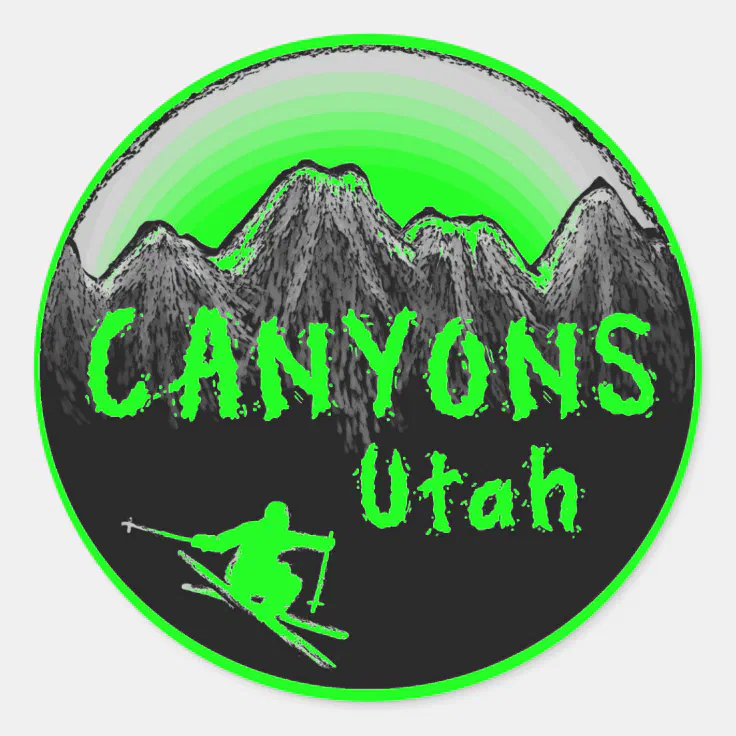 Canyons Utah skier Classic Round Sticker | Zazzle