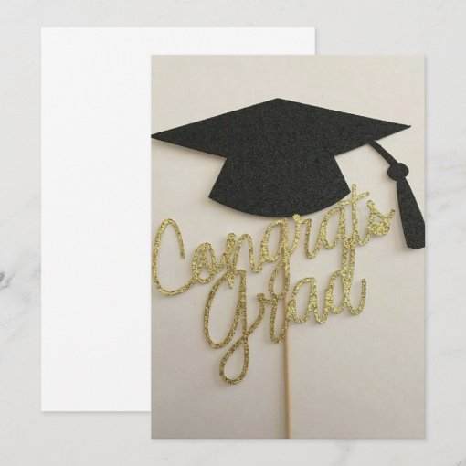 Cap and congrats grad on graduation invitation | Zazzle