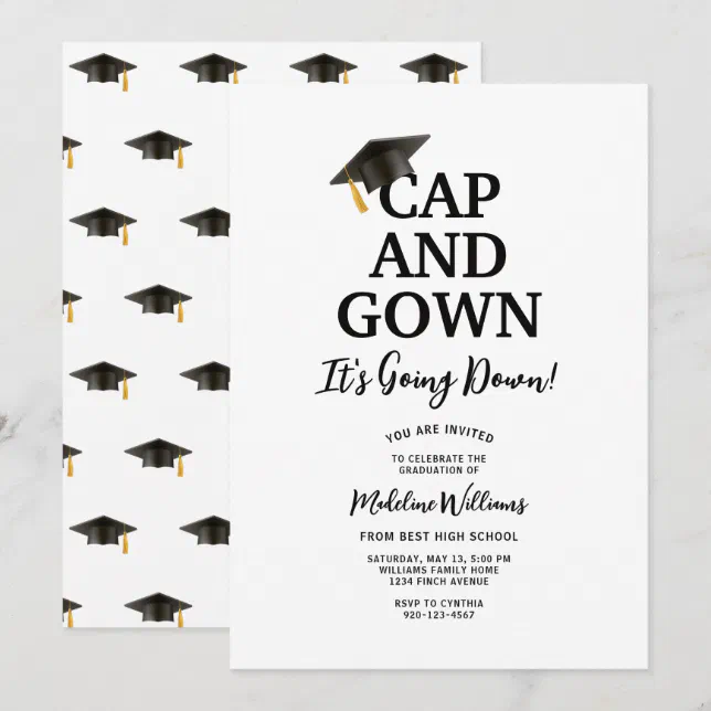 Cap and Gown It's Going Down Graduation Invitation | Zazzle
