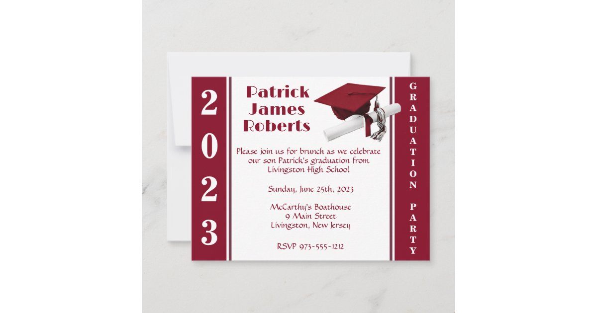 Cap & Diploma, Cardinal Red Graduation Invitation | Zazzle