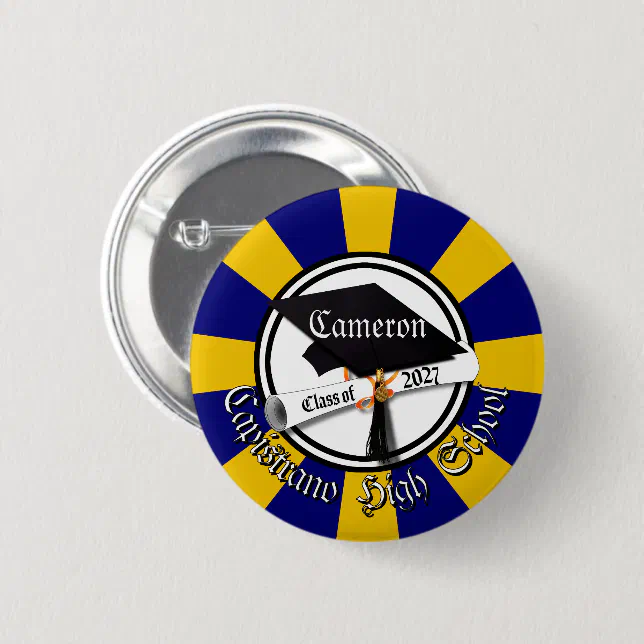 Cap Diploma Class of 2027 Graduation Button | Zazzle