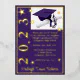 Cap, Diploma, & Stars, Purple & Gold Graduation Foil Invitation | Zazzle