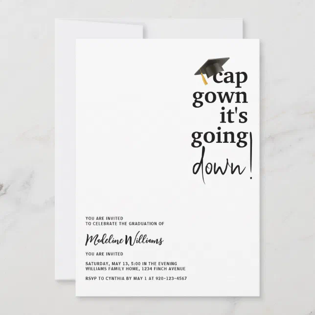 Cap Gown It's Going Down Graduation Invitation | Zazzle