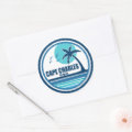 Cape Charles Beach Virginia Palm Tree Birds Classic Round Sticker | Zazzle