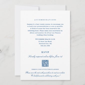 Cape Cod All-in-One QR code RSVP Wedding Invitation | Zazzle