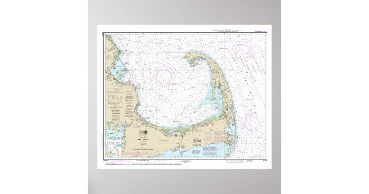 Cape Cod Bay Nautical Chart 13246 | Zazzle
