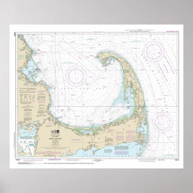 Cape Cod Bay Nautical Chart 13246 | Zazzle
