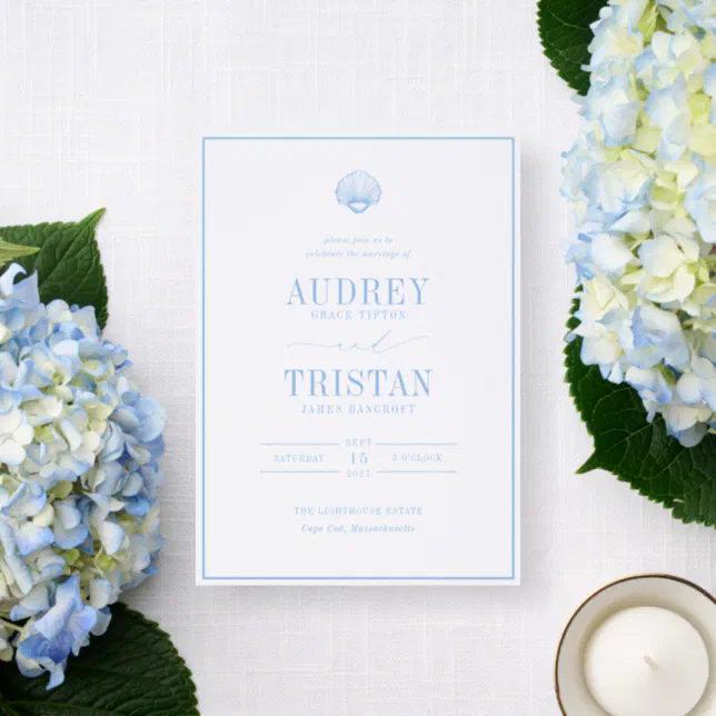 CAPE COD Coastal Wedding Letterpress Card | Zazzle