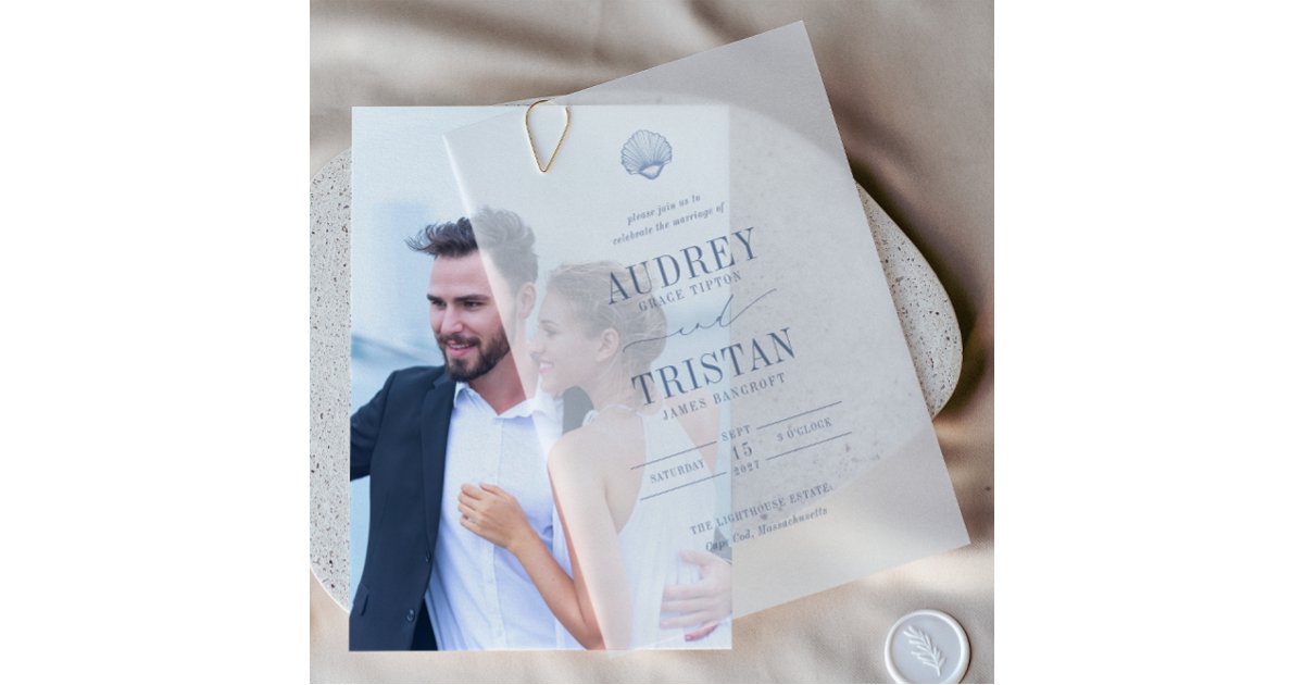 CAPE COD COASTAL Wedding Vellum Invitations | Zazzle