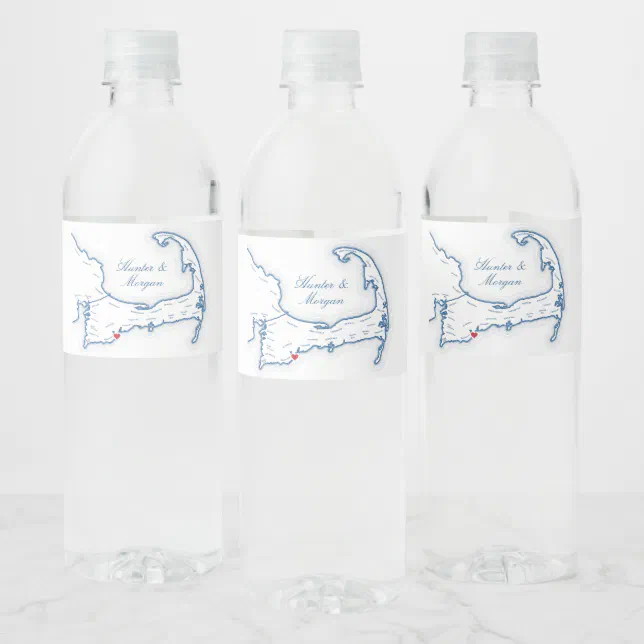 Cape Cod Destination Wedding Water Bottle Label | Zazzle