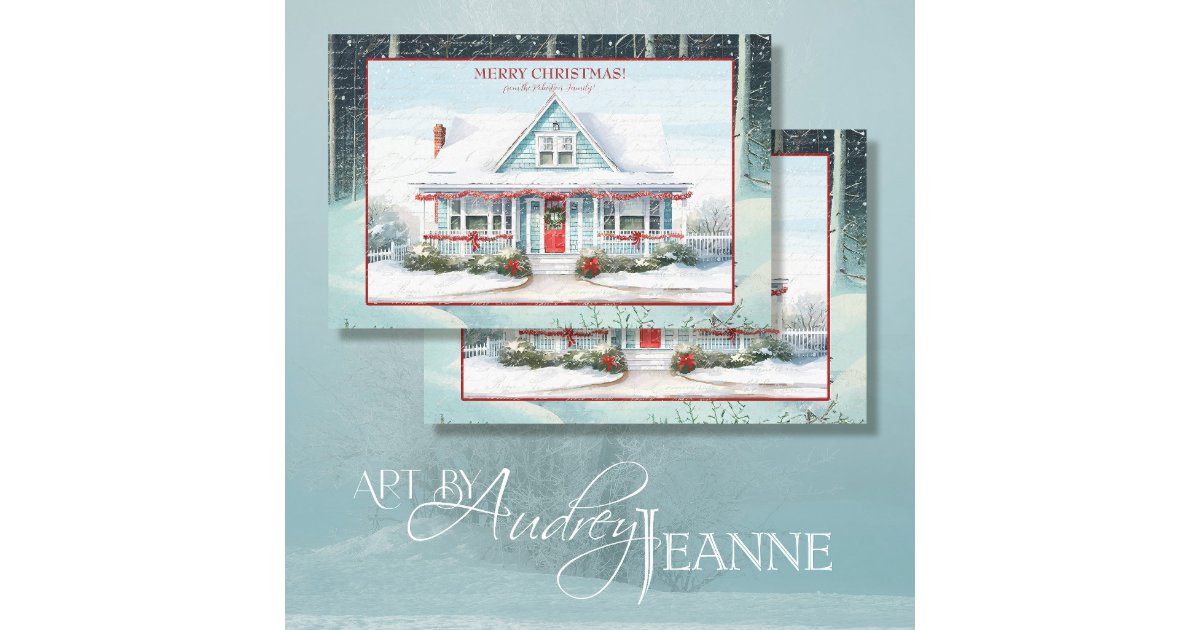 Cape Cod House Merry Christmas Snow Snowy Trees Tissue Paper | Zazzle