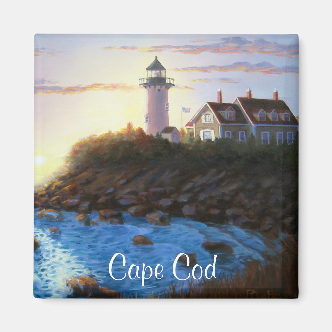 Cape Cod MA Nobska Lighthouse Painting Magnet | Zazzle