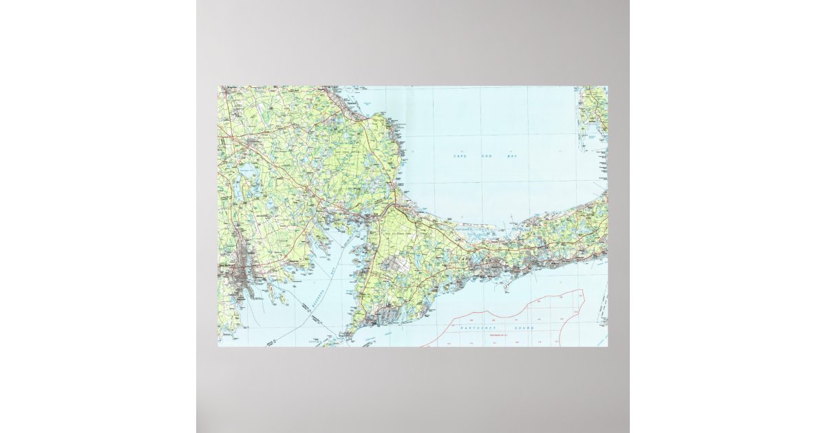 Cape Cod Map (1986) Poster | Zazzle