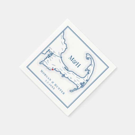 Cape Cod Map Elegant Wedding Napkins | Zazzle