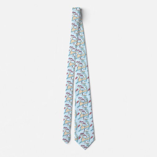 Cape Cod Map Illustration Lobster Sailboat Shell Neck Tie | Zazzle