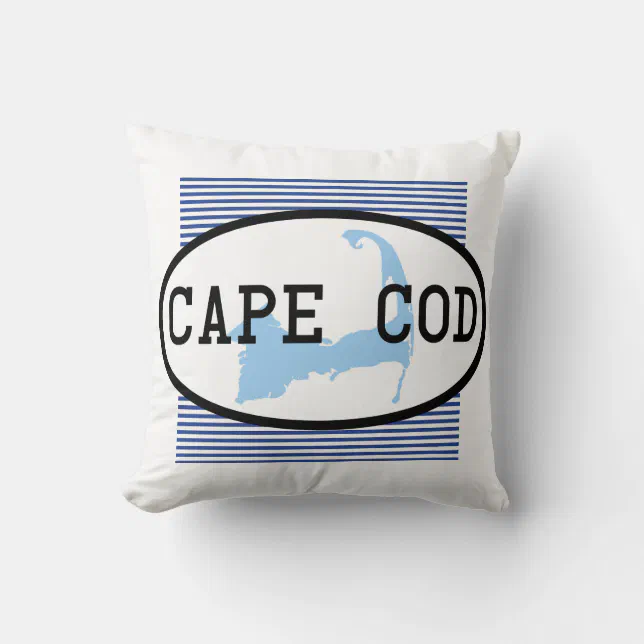 Cape Cod Map Silhouette Nautical Blue Throw Pillow | Zazzle