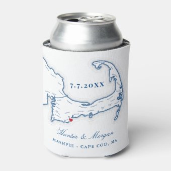 Cape Cod Map Wedding Favor Drink Holder Can Cooler | Zazzle