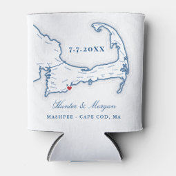 Cape Cod Map Wedding Favor Drink Holder Can Cooler | Zazzle