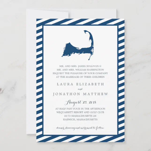 Cape Cod Map | Wedding Invitation | Zazzle