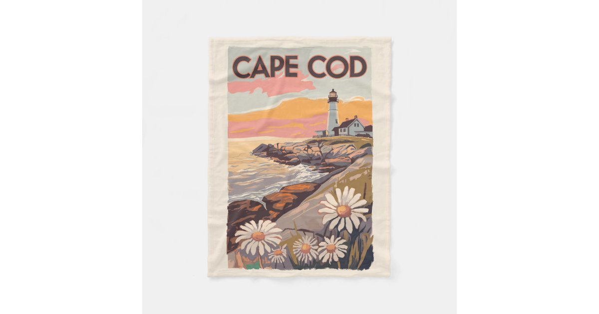 Cape Cod Massachusetts Painterly Travel Art Retro Fleece Blanket | Zazzle