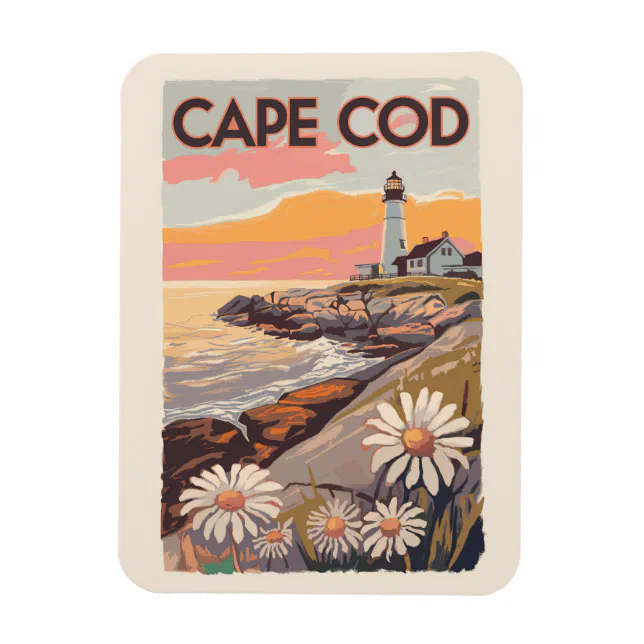 Cape Cod Massachusetts Painterly Travel Art Retro Magnet | Zazzle