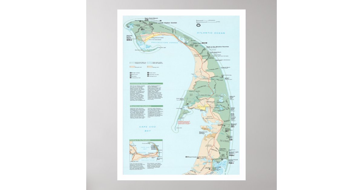 Cape Cod National Seashore Map (1997) Poster | Zazzle