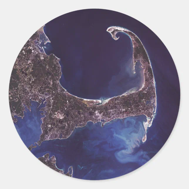 Cape Cod Satellite Photograph Classic Round Sticker | Zazzle
