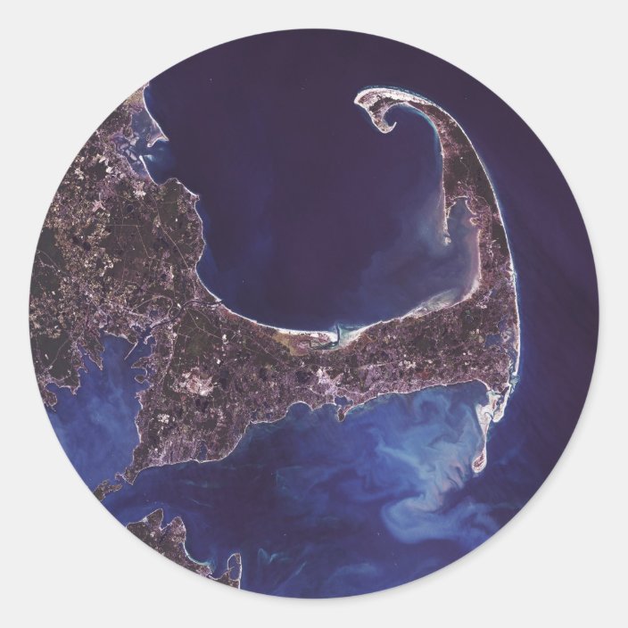 Cape Cod Satellite Photograph Classic Round Sticker | Zazzle.com