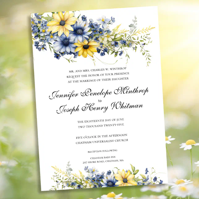 Cape Cod Summer Garden Floral Wedding Invitation | Zazzle
