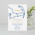 Cape Cod Wedding Elegant Navy and Gold Foil Invitation | Zazzle