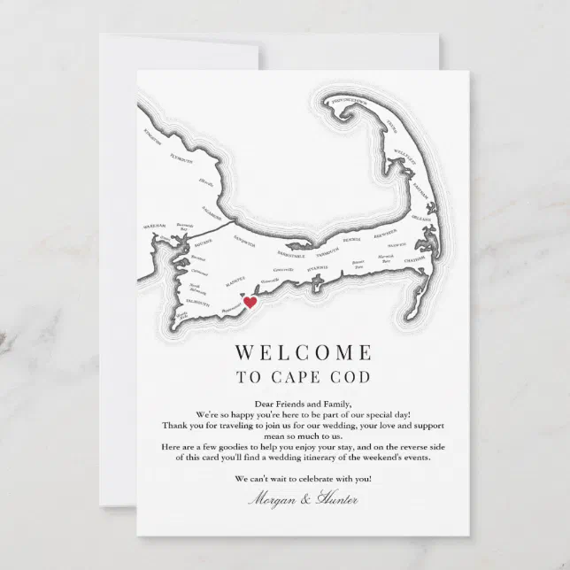 Cape Cod Wedding Welcome Letter and Itinerary Thank You Card | Zazzle