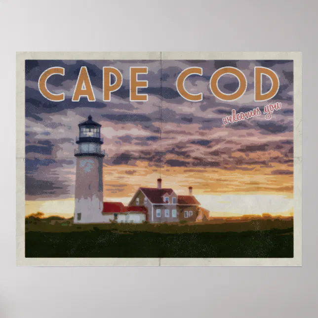 Cape Cod Welcomes You Vintage Travel Poster | Zazzle